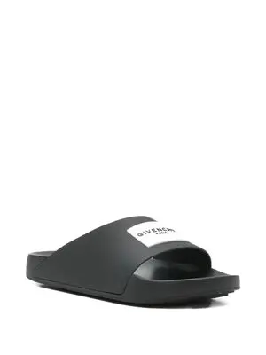 Givenchy Label Slide Flat Mules In Rubber