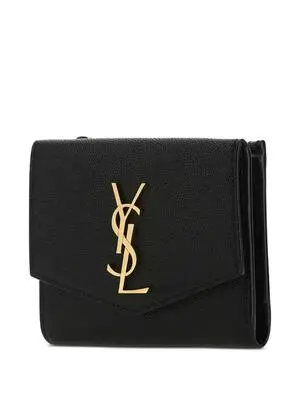 Saint Laurent Uptown Compact Wallet In Grain De Poudre Leather - Black