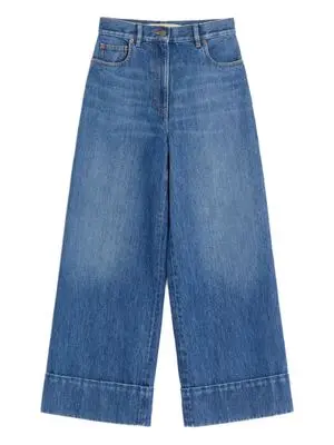 Valentino Garavani Denim Trousers With V Gold - Blue