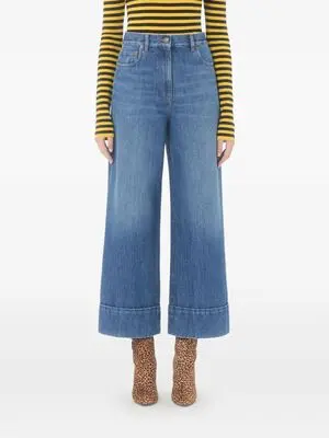 Valentino Garavani Wide Leg Denim Trousers - Blue