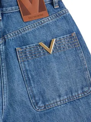 Valentino Garavani Wide Leg Denim Trousers - Blue