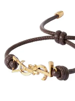 Saint Laurent Leather Cord Cassandre Bracelet