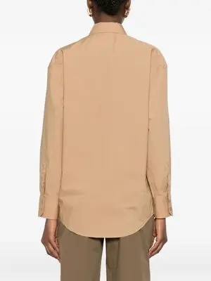 Saint Laurent Cotton Poplin Shirt With Cassandre Embroidery - Brown