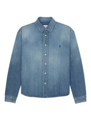 Saint Laurent Cassandre Shirt In Denim - Blue