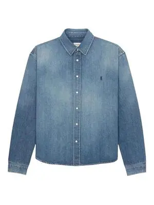 Saint Laurent Cassandre Shirt In Denim - Blue