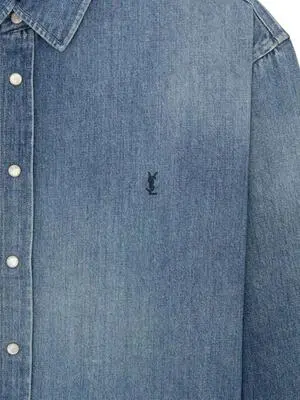 Saint Laurent Cassandre Shirt In Denim - Blue
