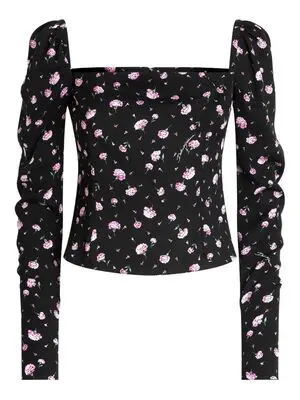 Dolce & Gabbana Carnations-print Silk Top - Black