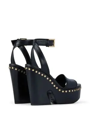 Givenchy Clog Leather Platform Sandals With Studs Detail