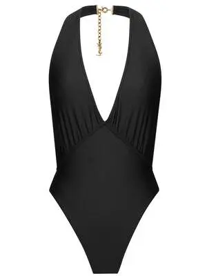 Saint Laurent Backless Halter Swimsuit - Black
