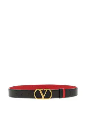 Valentino Garavani Vlogo Signature 30 Reversible Shiny Leather Belt - Black