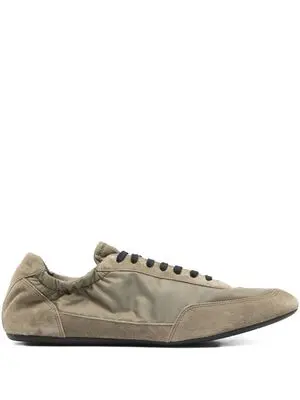 Prada Collapse Re-nylon And Suede Elasticized Sneakers - Green