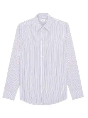 Saint Laurent Striped Cotton Poplin Cassandre Shirt - Black