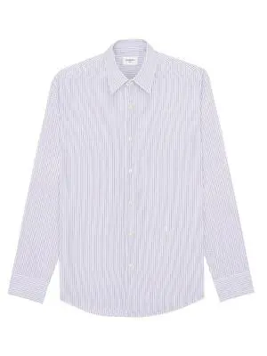 Saint Laurent Striped Cotton Poplin Cassandre Shirt - Black