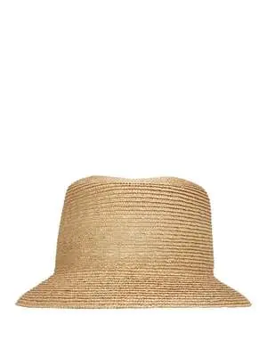 Saint Laurent Maglina Straw Bucket Hat With Cassandre Pin
