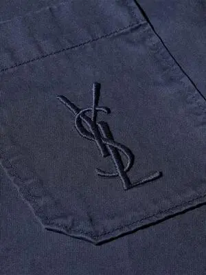 Saint Laurent Cotton Linen Gabardine Cassandre Overshirt - Blue