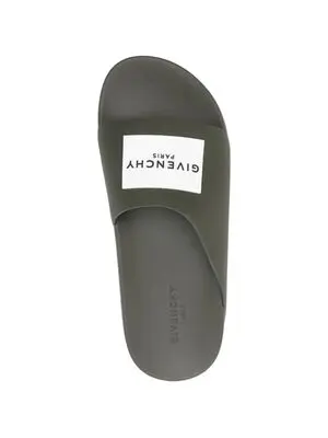 Givenchy Label Slide Flat Mules In Rubber