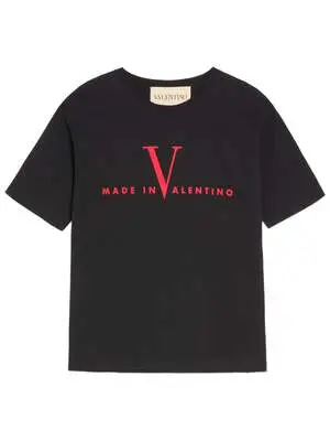 Valentino Garavani Cotton T-shirt With Made In Print - Black