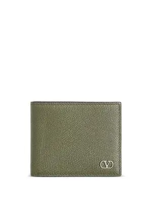 Valentino Garavani Vlogo Signature Grainy Calfskin Bi-fold Wallet - Gray