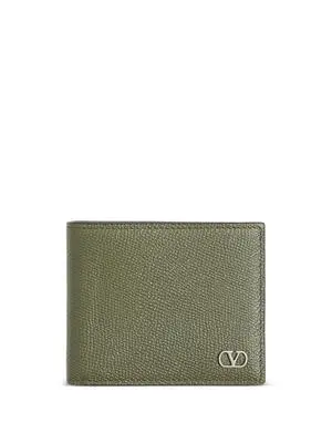Valentino Garavani Vlogo Signature Grainy Calfskin Bi-fold Wallet - Gray