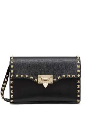 Valentino Garavani Rockstud Small Garnet Calfskin Crossbody Bag - Black