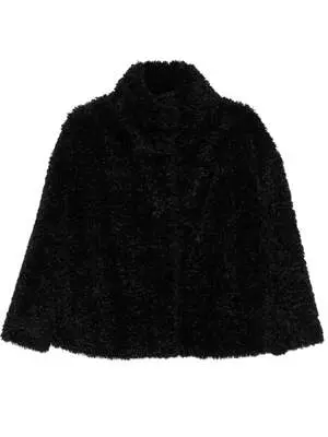 Herno Cappotto Corto A Collo Alto In Ecopelliccia - Black