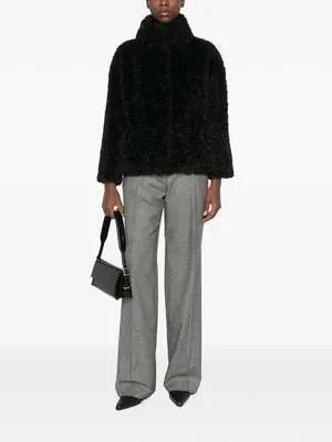 Herno High Neck Faux Fur Cropped Coat