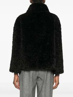 Herno High Neck Faux Fur Cropped Coat