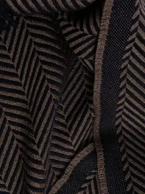 Giorgio Armani Sciarpa In Lana Vergine A Spina Di Pesce Con Frange - Gray