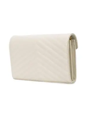 Saint Laurent Classic Cassandre Chain Wallet In Grain De Poudre Leather - Multicolor