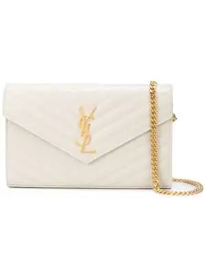 Saint Laurent Classic Cassandre Chain Wallet In Grain De Poudre Leather - Multicolor