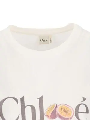 Chloé Cotton Jersey T-shirt With Passion Fruit Print - White