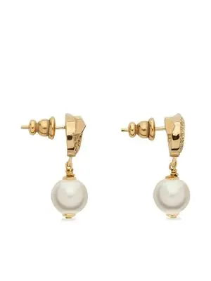 FERRAGAMO Gancini Pearl And Crystal Drop Earrings - Silver
