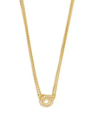 FERRAGAMO Double Chain Gancini Necklace With Crystals