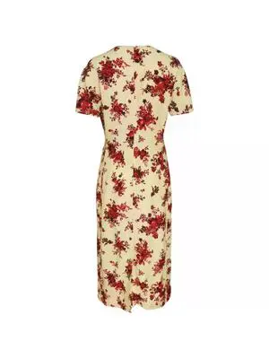 JIL SANDER Floral-print Short-sleeve Midi Dress