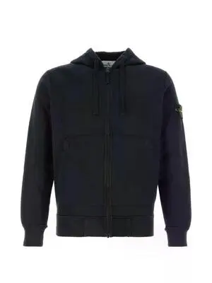 Stone Island 6100061 Organic Cotton Fleece Hooded Sweatshirt - Black