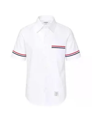 Thom Browne Rwb-stripe Short-sleeve Shirt - White
