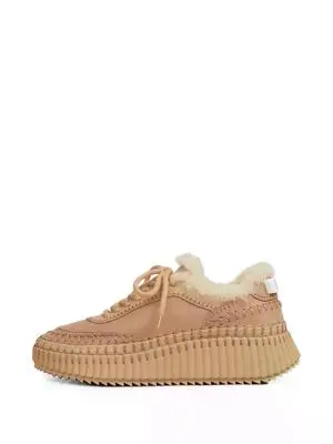Chloé Nama Shearling-trim Sneakers - Brown