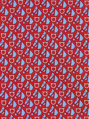 FERRAGAMO Equestrian Print Silk Tie - Red