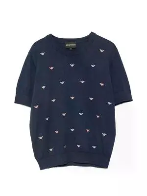 Emporio Armani Logo-embroidered Short-sleeve Sweater