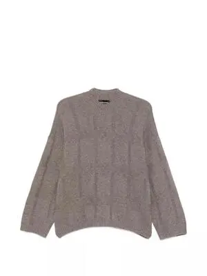 Emporio Armani Check-pattern Cable-knit Sweater - Grey