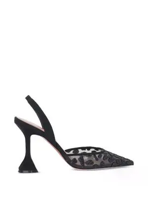 Amina Muaddi Holli Leopard-print Mesh Slingback Pumps