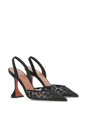 Amina Muaddi Holli Leopard-print Mesh Slingback Pumps