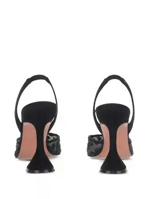 Amina Muaddi Holli Leopard-print Mesh Slingback Pumps