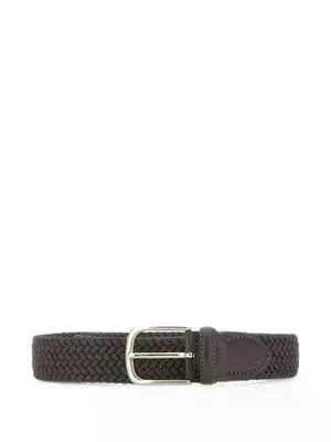 ALBERTO LUTI Woven Leather-trim Belt - Brown