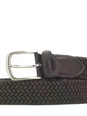 ALBERTO LUTI Woven Leather Trim Belt