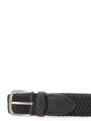 ALBERTO LUTI Woven Leather-trim Belt