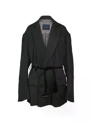 Yohji Yamamoto Toggle-fastening Rope-belt Blazer - Grey