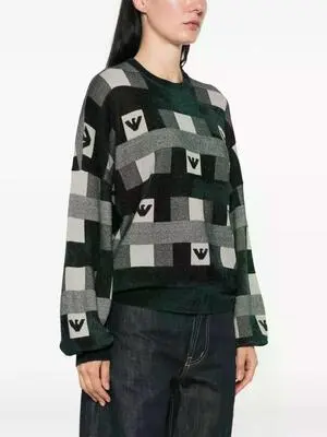 Emporio Armani Logo-patterned Intarsia-knit Sweater