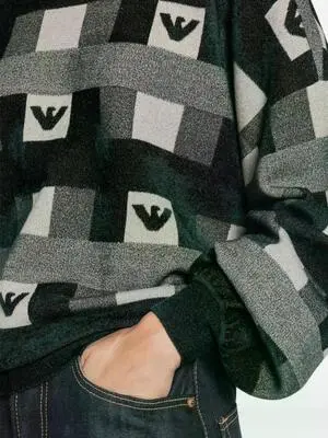Emporio Armani Logo-patterned Intarsia-knit Sweater