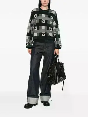 Emporio Armani Logo Intarsia Knit Sweater - Green